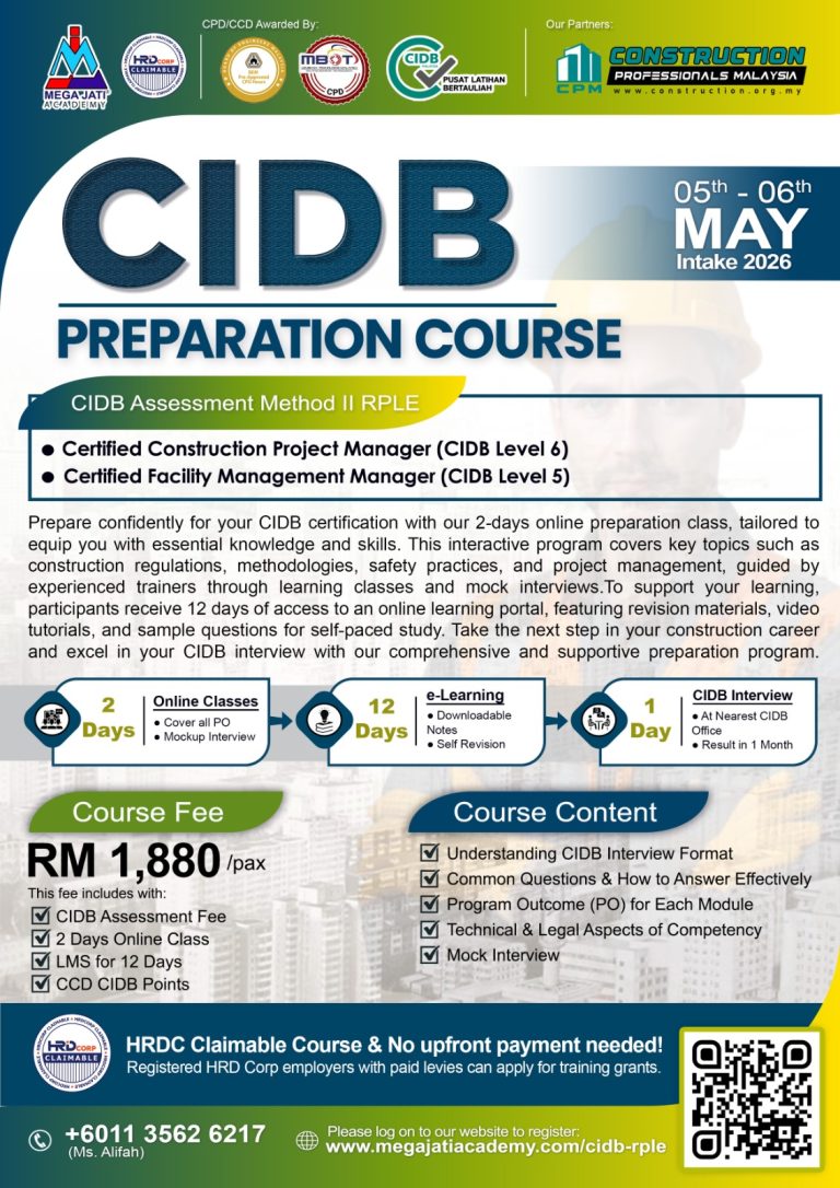 Preparation Course Certified Construction Project Manager CIDB
